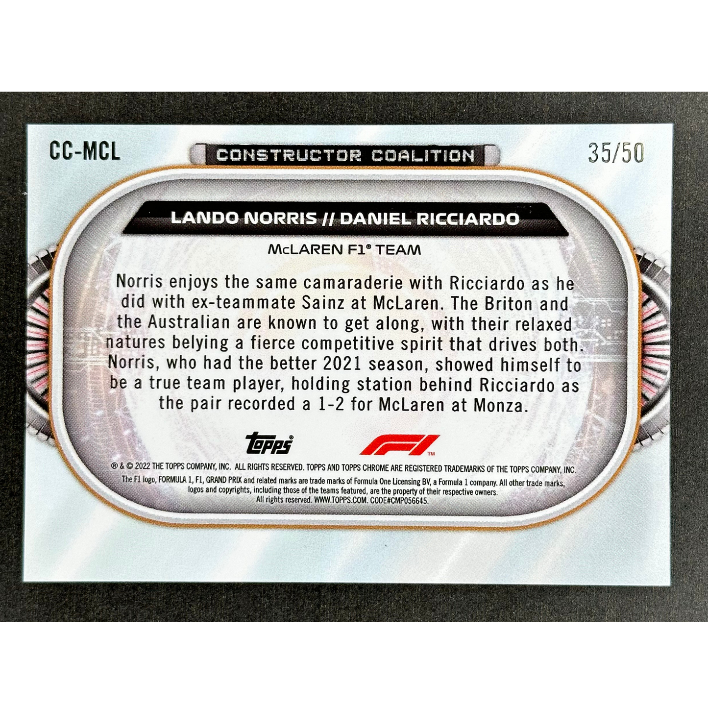Lando Norris und Daniel Ricciardo Constructor Coalition Gold 35/50 #CC ...